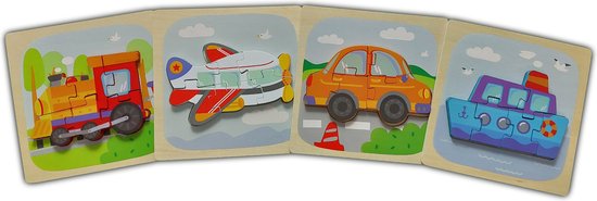 3D Puzzelset - 4 stuks – Voertuigen - 4/6 puzzelstukjes - Kinderpuzzels ...