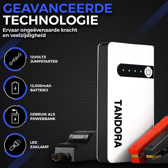Tandora Jumpstarter voor auto - 12V Starthulp - startbooster - met ...