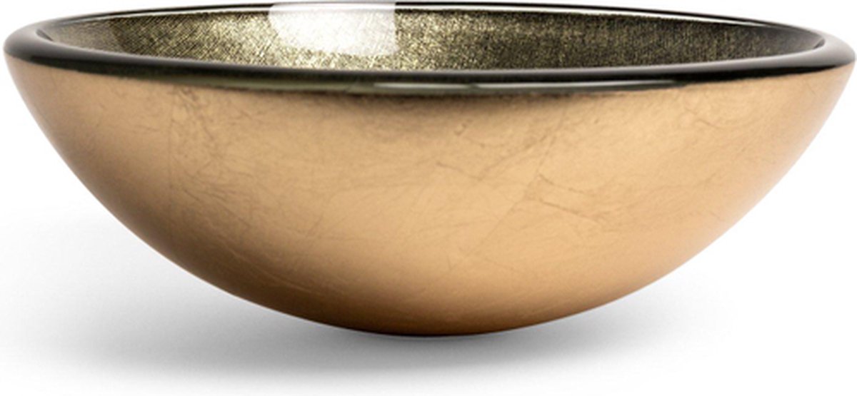 Saniclass Pesca waskom – Ø30x10,5 cm – Gehard glas – Goud groen | bol