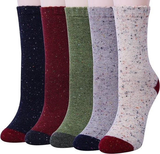 5 paar damessokken wollen sokken warme dikke gebreide sokken dames ...