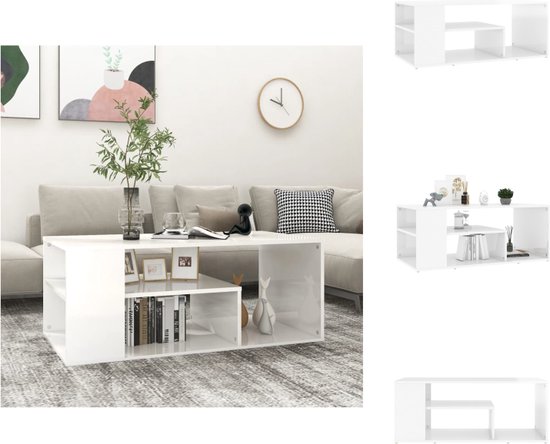 vidaXL Woonkamertafel - Salontafel - 100 x 50 x 40 cm - hoogglans wit ...