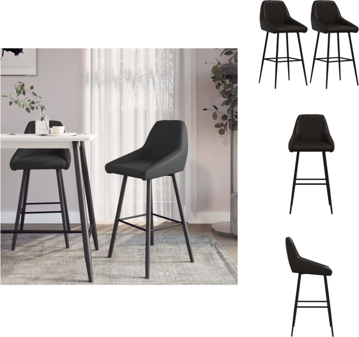 vidaXL Barkrukken - Kunstleer - Grijs - 45 x 52 x 94 cm - Modern design ...