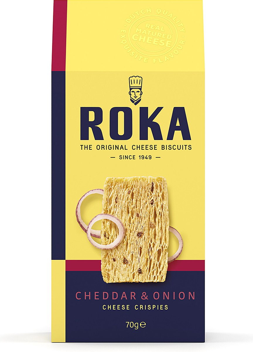 Roka Kaas Crispies Cheddar met Ui - Koekjes - 12 x 70 gram | bol