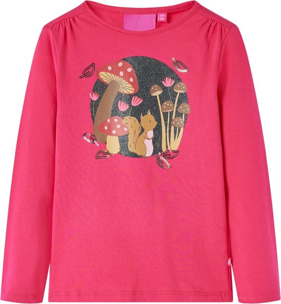 vidaXL-Kindershirt-met-lange-mouwen-eekhoornprint-92-felroze | bol