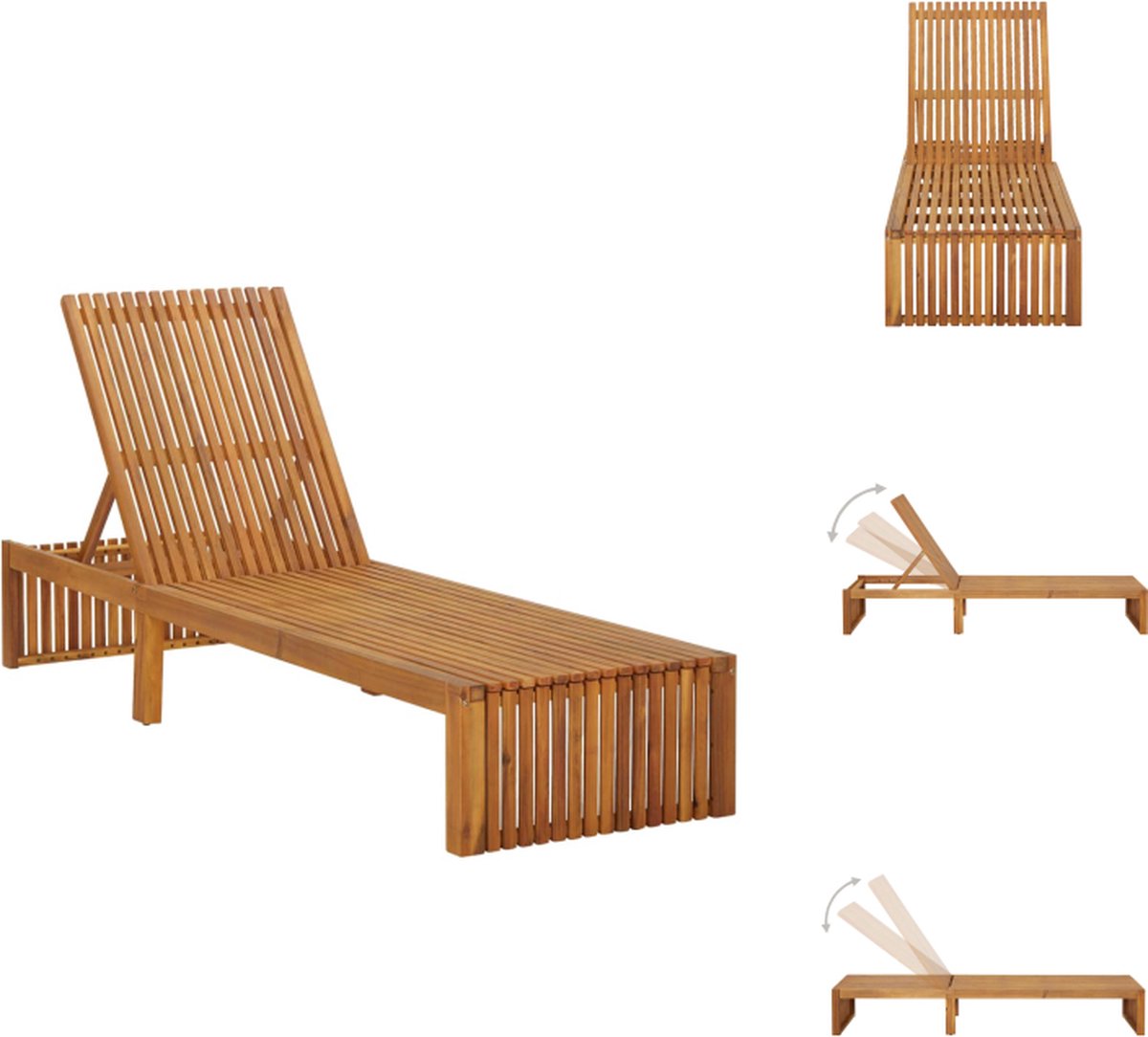 vidaXL Ligbed Acaciahout - 200 x 60 x 30/90 cm - Verstelbare rugleuning ...