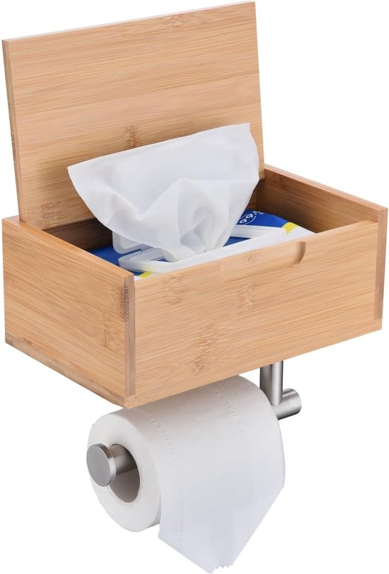 Toiletrolhouder met doos voor vochtige doekjes, boren niet nodig ...