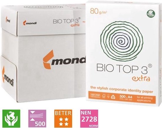 Kopieerpapier Biotop - A4 - 80gr - naturel - 5 x 500vel | bol