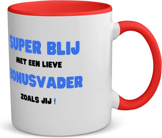 Akyol - super blij met een lieve bonusvader zoals jij koffiemok - theemok - rood -... | bol