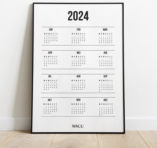 Poster Jaarkalender 2024 - Kalender poster - 30x40 cm - Exclusief lijst ...