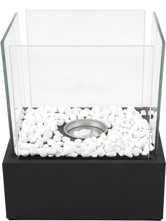 Bio ethanol brander - 24,5x20,5x29 cm - met decoratieve stenen | bol