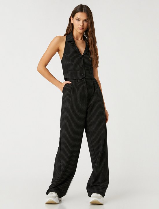 Koton Standaard mouw Dubbele rij knopen Vest met open rug ...