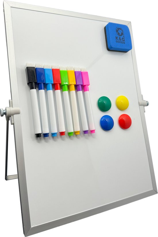 Whiteboard 25x35cm - Tafelmodel - Bureaumodel - Inclusief 8 Stiften, 4 ...