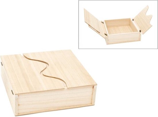 Hobbygroep houten doos opbergbox golf 20x20x6 cm creatief. | bol