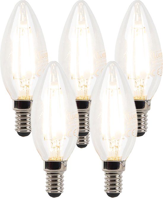 LUEDD Set van 5 E14 dimbare LED kaarslampen B35 helder 3W 250 lm 2700K | bol