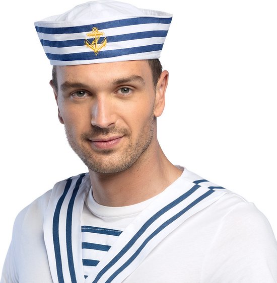 Boland Matrozen Hoedje - Wit/Blauw - 2x Carnaval Verkleed Hoedjes | bol