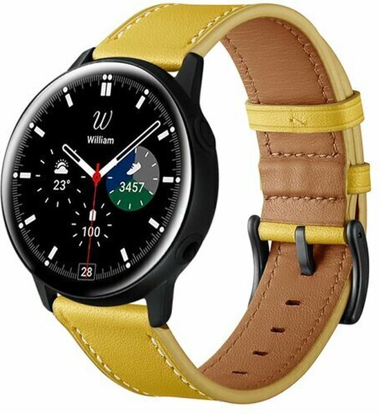 By Qubix 20mm - lederen bandje - Geel - Geschikt voor Huawei watch GT 2 ...