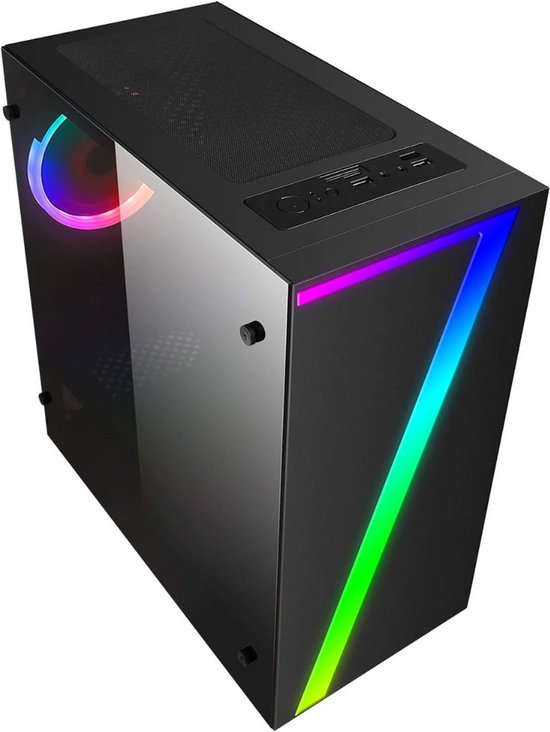 7-Seven PC Case - Computerkast Desktop Met RGB Strips & Ventilator ...