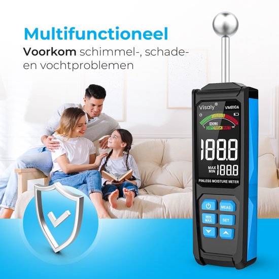 Visaly Pinless Vochtmeter VM810A - Professionele vochtmeter ...