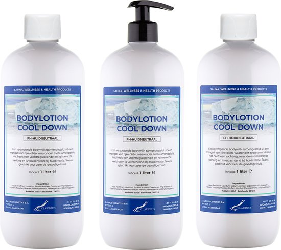 Bodylotion Cool Down 1 Liter - met gratis pomp - set van 3 stuks | bol