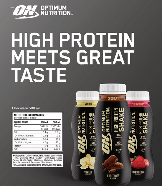Optimum Nutrition High Protein Shake - Vanille - Ready to Drink Whey ...