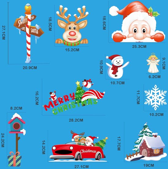 Kerst Raamstickers, 9 STUKS Raamstickers Kerstmis Herbruikbaar ...