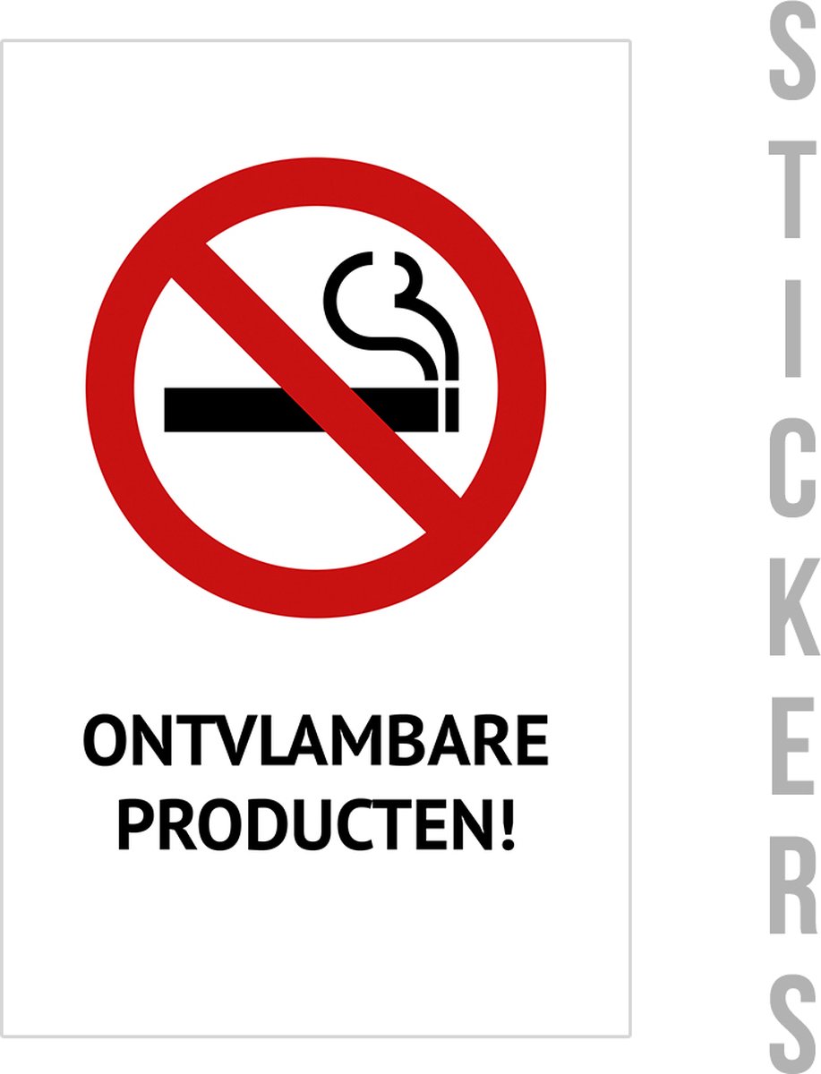 Pictogram/ sticker | 15 x 25 cm | Rookverbod - "Ontvlambare producten ...