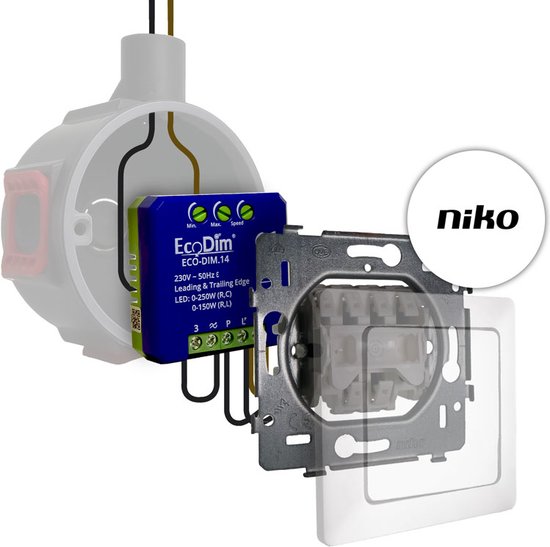 Niko led tastdimmer inbouw 0-250W, kleine inbouwdiepte, RLC, ECO-DIM.14 ...