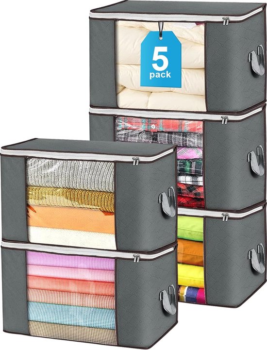 Pack of 5 90 L Storage Bags, Large Storage Bag, Cupboard Organiser Set ...