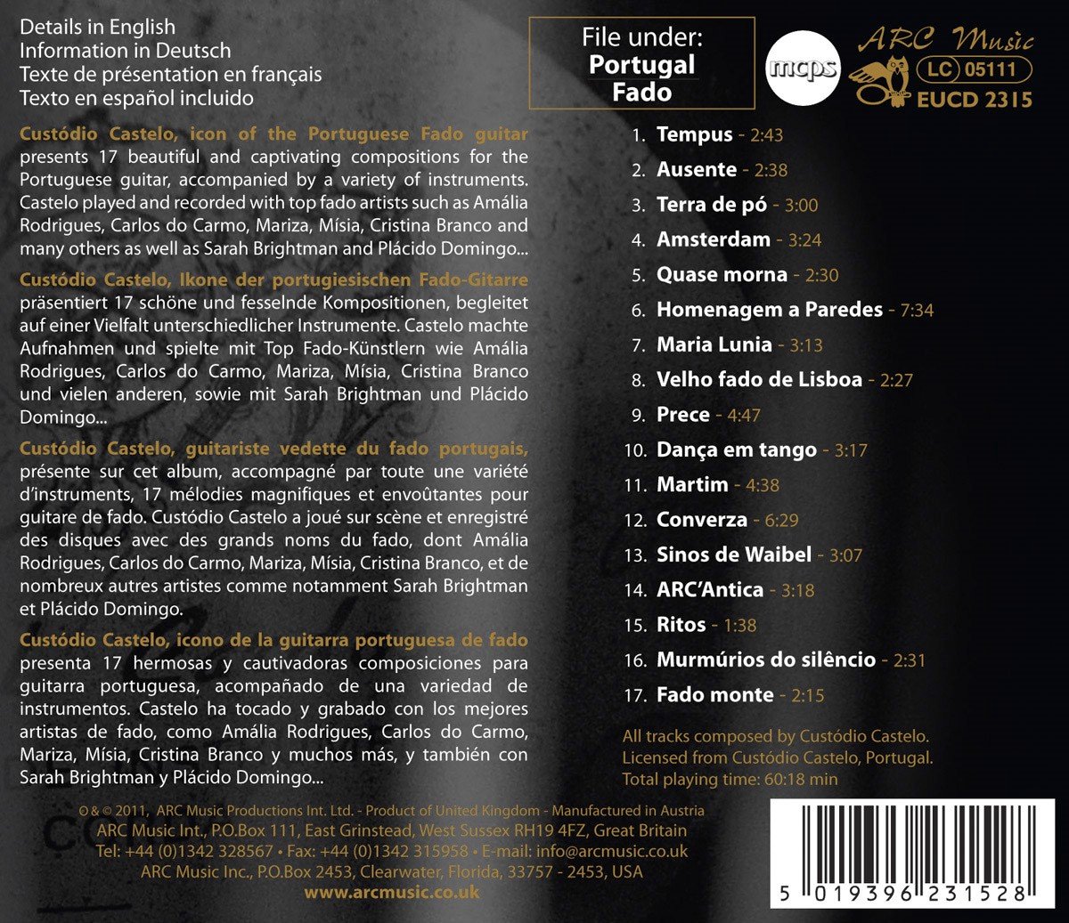 Custodio Castelo - The Art Of The Portuguese Fado Guit (CD), Custodio ...