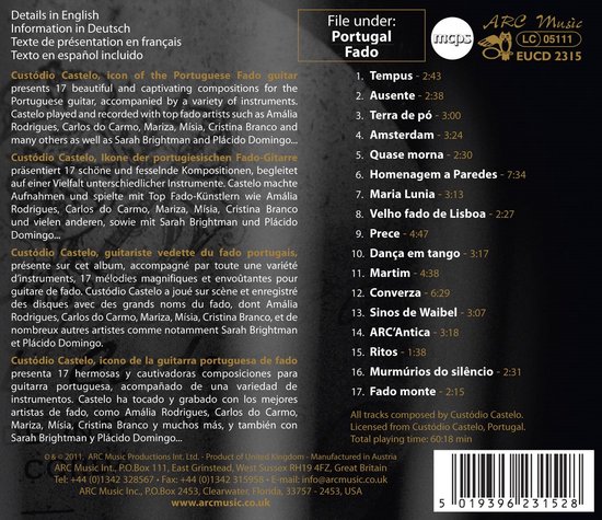 Custodio Castelo - The Art Of The Portuguese Fado Guit (CD), Custodio ...