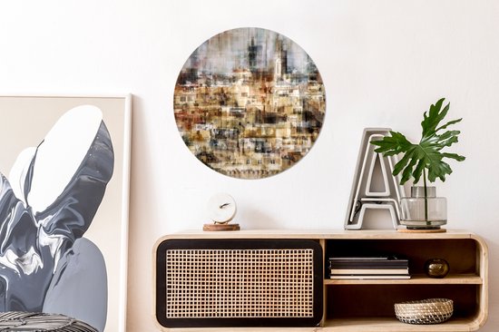 WallCircle - Cercle mural 60x60 - Ville - Art - Maisons - Beige ...