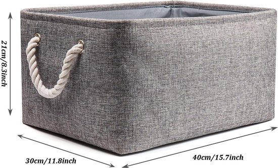 Grijze opbergdoos groot, 3 stuks stoffen opbergmand met handgrepen ...