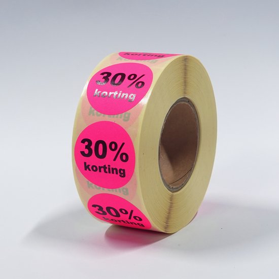 30% Korting stickers op rol - 1000 per rol - 35mm roze | bol