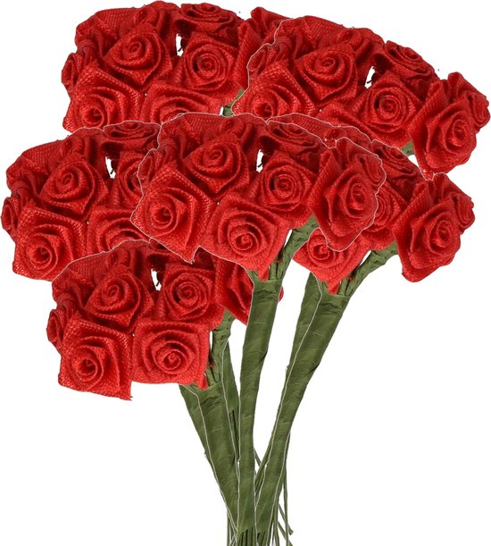 Rayher Decoratie roosjes satijn - 6x - bosje van 12 - donker rood - 12 ...
