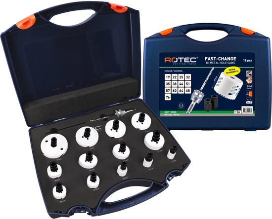 Rotec 16 dlg. Gatzagenset '533 - Allround' met Fast-Change adapters (1x ø19, 22, 25,... | bol