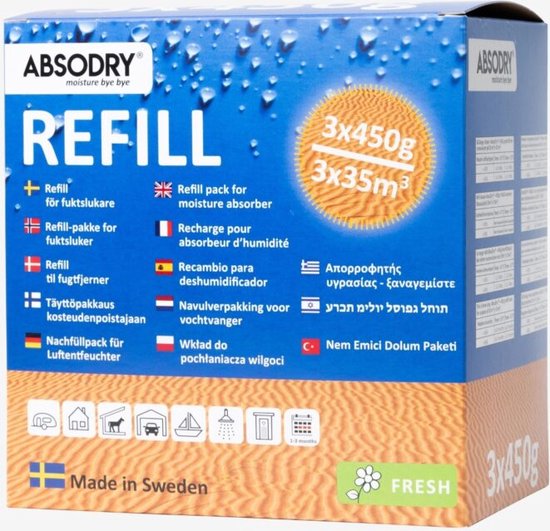 Absodry - Refill - 3x450g - Fresh - Navulling -Frisse Geur en ...