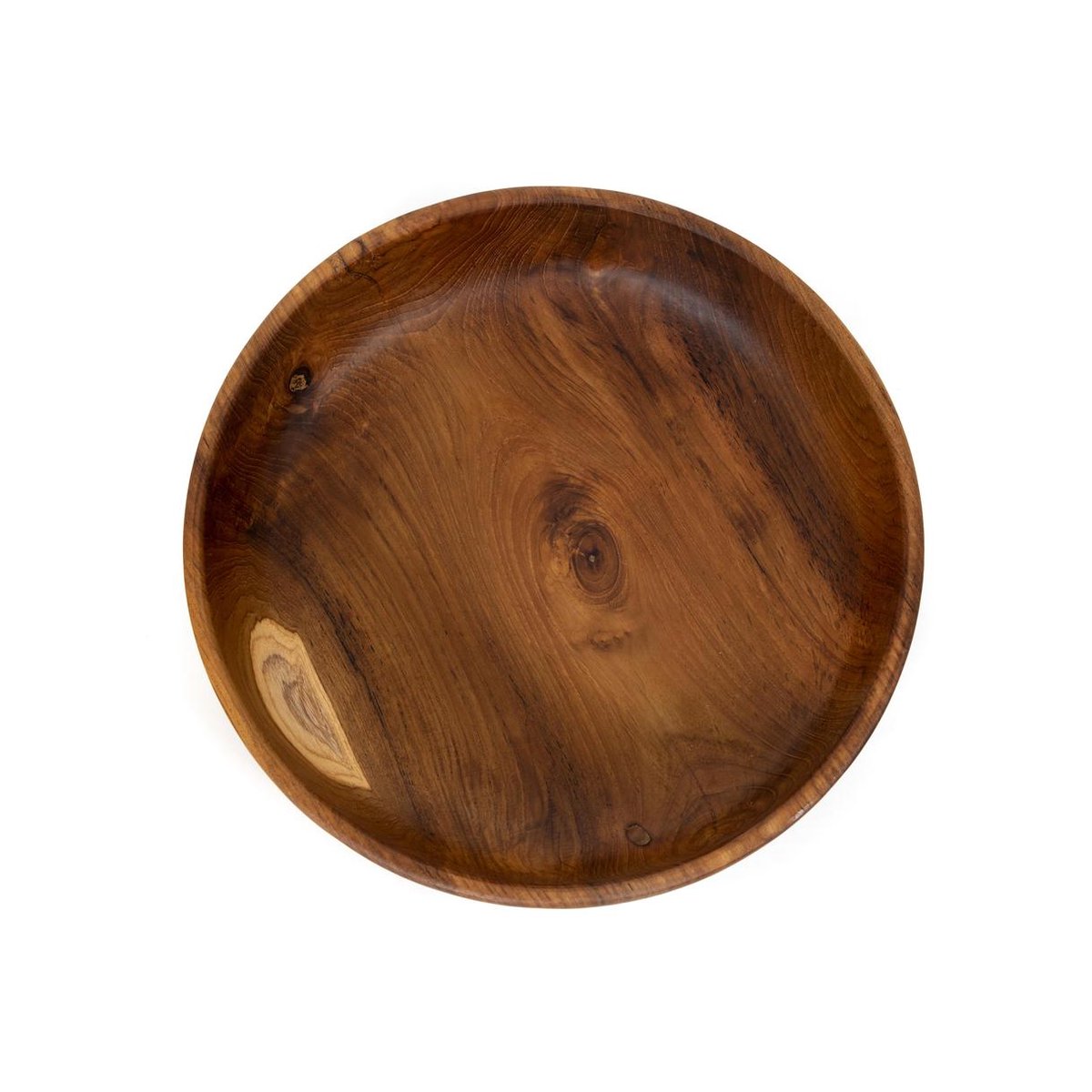 Houten Fruit / Sla schaal; bak; kom - Teak Hout rond Ø 35 cm - Laag ...