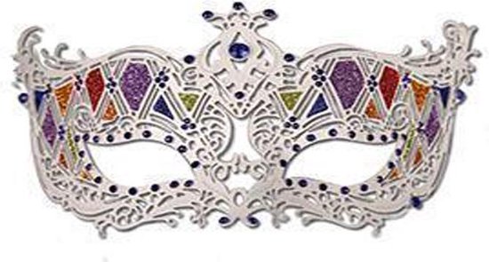 Venetiaans Wit Masker met blauw steentjes | bol.com