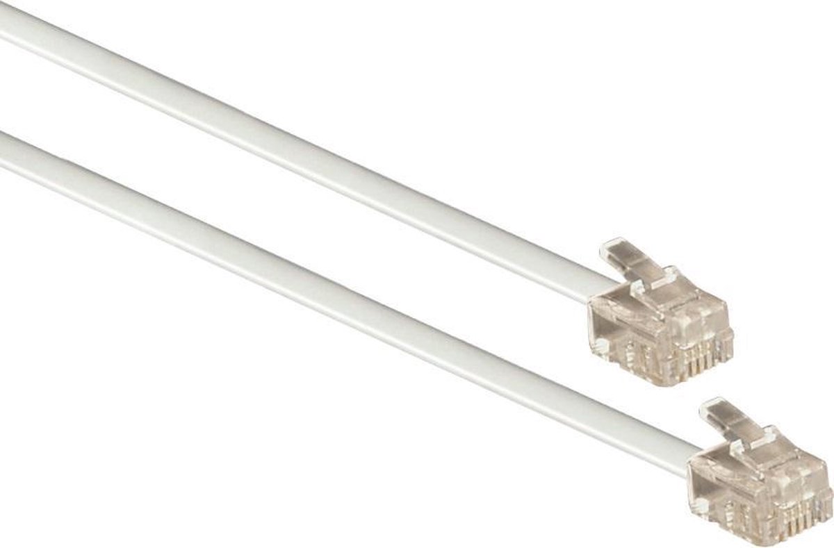 Transmedia RJ12 - RJ12 crossover telefoonkabel / wit - 5 meter | bol.com