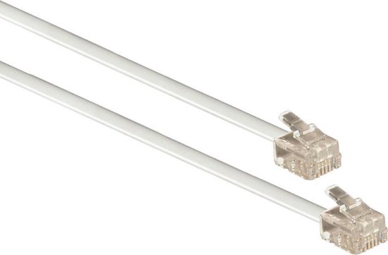 Transmedia RJ12 - RJ12 crossover telefoonkabel / wit - 5 meter | bol.com