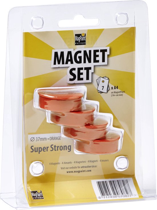 MagPaint | Magnetset | Oranje | 37mm | Set van 4 | Super Strong | bol