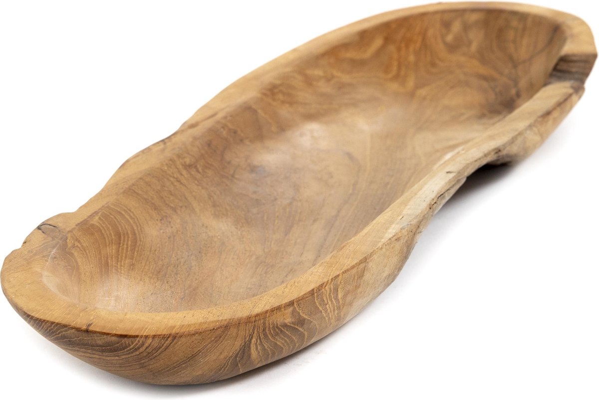 Houten brood / Serveer schaal - Teak Root Hout - Boot vorm - Handmade ...