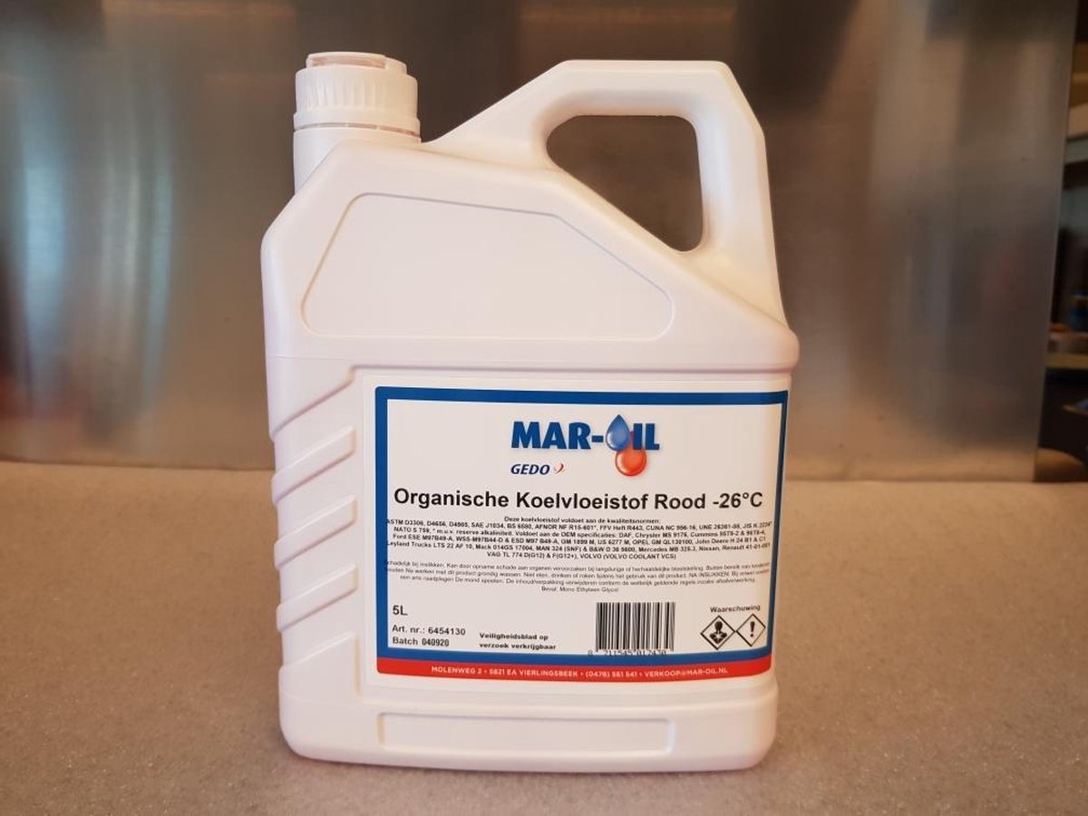 Mar-Oil koelvloeistof Rood-26 5 Liter | bol