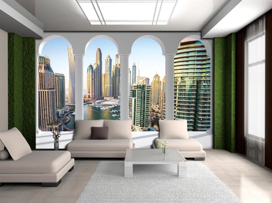 Dubai City Skyline Marina Arches Photo Wallcovering | bol