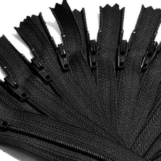 20 Stuks ZICHTBARE NIET-DEELBARE NYLON RITSEN, Lengte 10CM, Kleur ZWART | bol