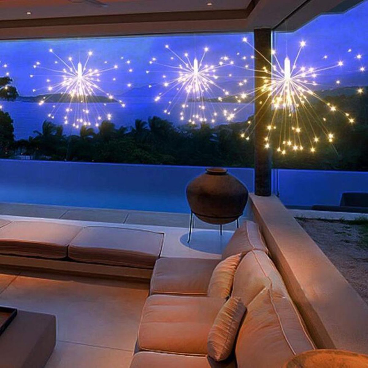Terrasverlichting vuurwerkbol - 200 warm witte LED lampjes - incl ...
