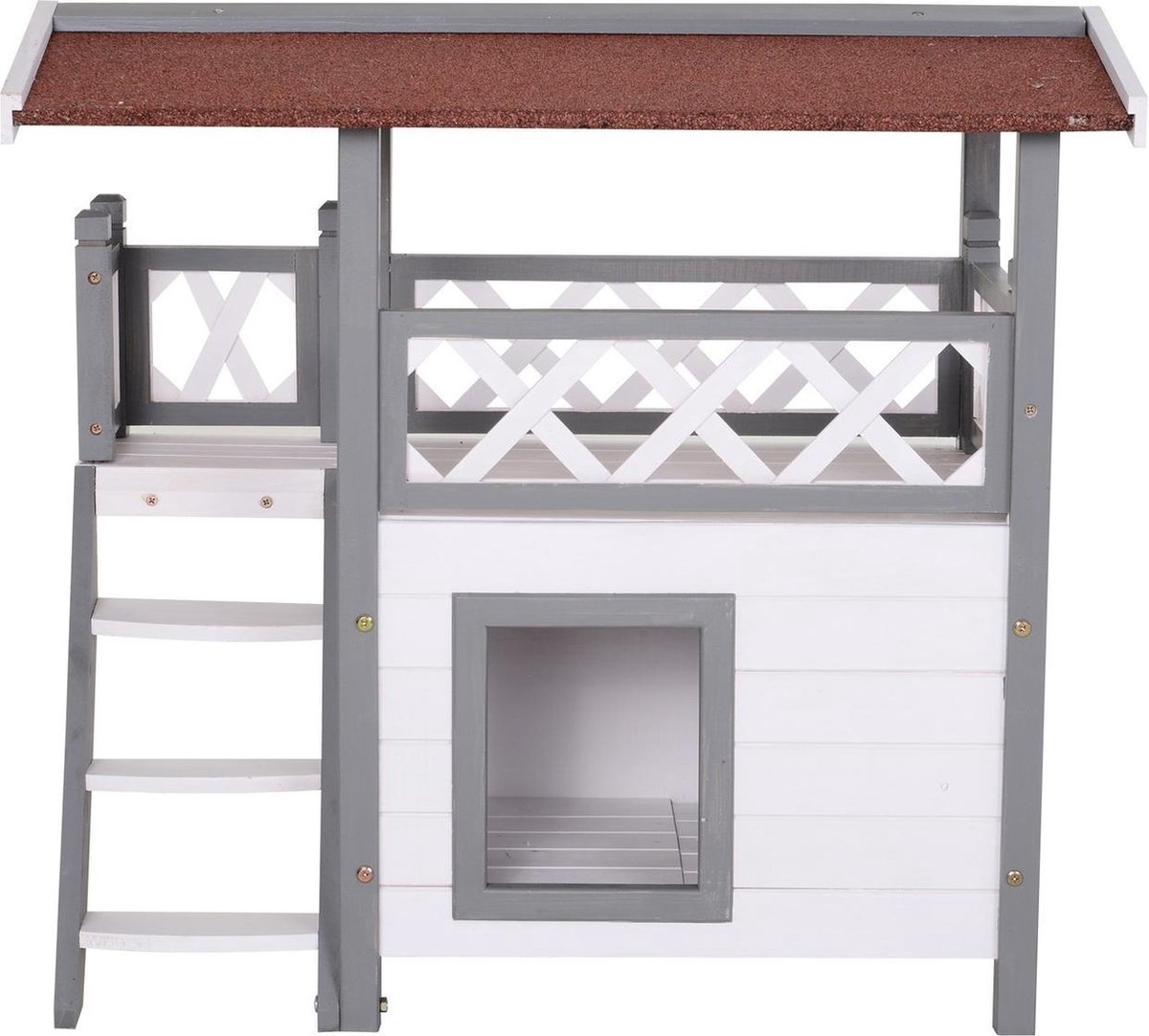 Kattenvilla met trap en balkon - Kattenhuis - Kattenhok - Krabpaal - 2 ...