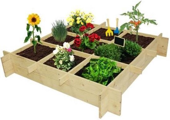 Vierkante Houten Moestuin - Kweek je eigen groente! Afmetingen ...