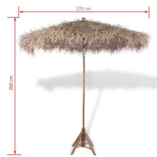 Parasol - Bamboe pal en dak van bananenbladeren - 270x260 cm | bol.com