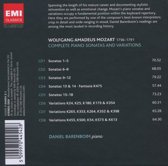 Mozart: Complete Piano Sonatas, Daniel Barenboim | Muziek | bol